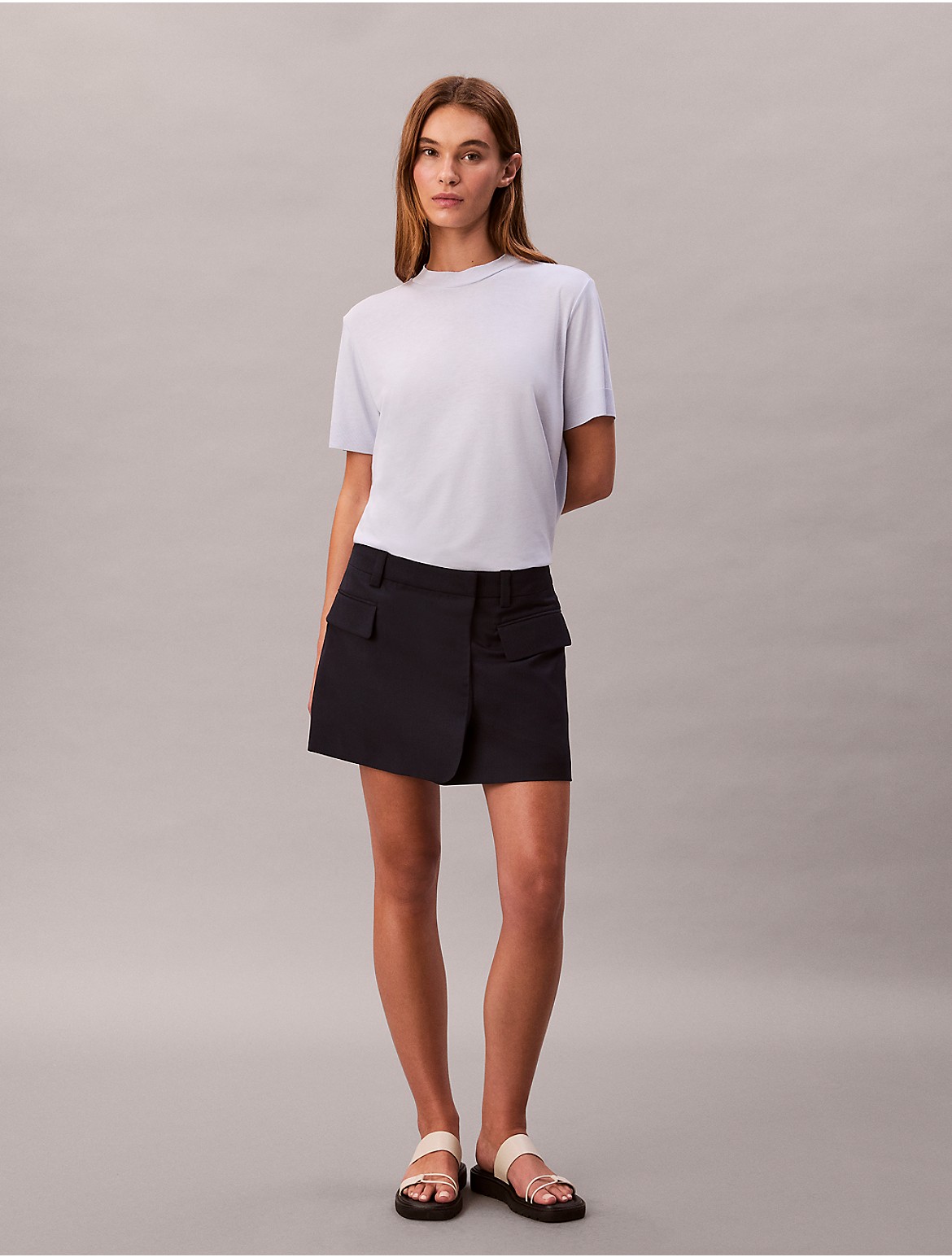 CALVIN KLEIN Fine Knit Mock Neck T-Shirt